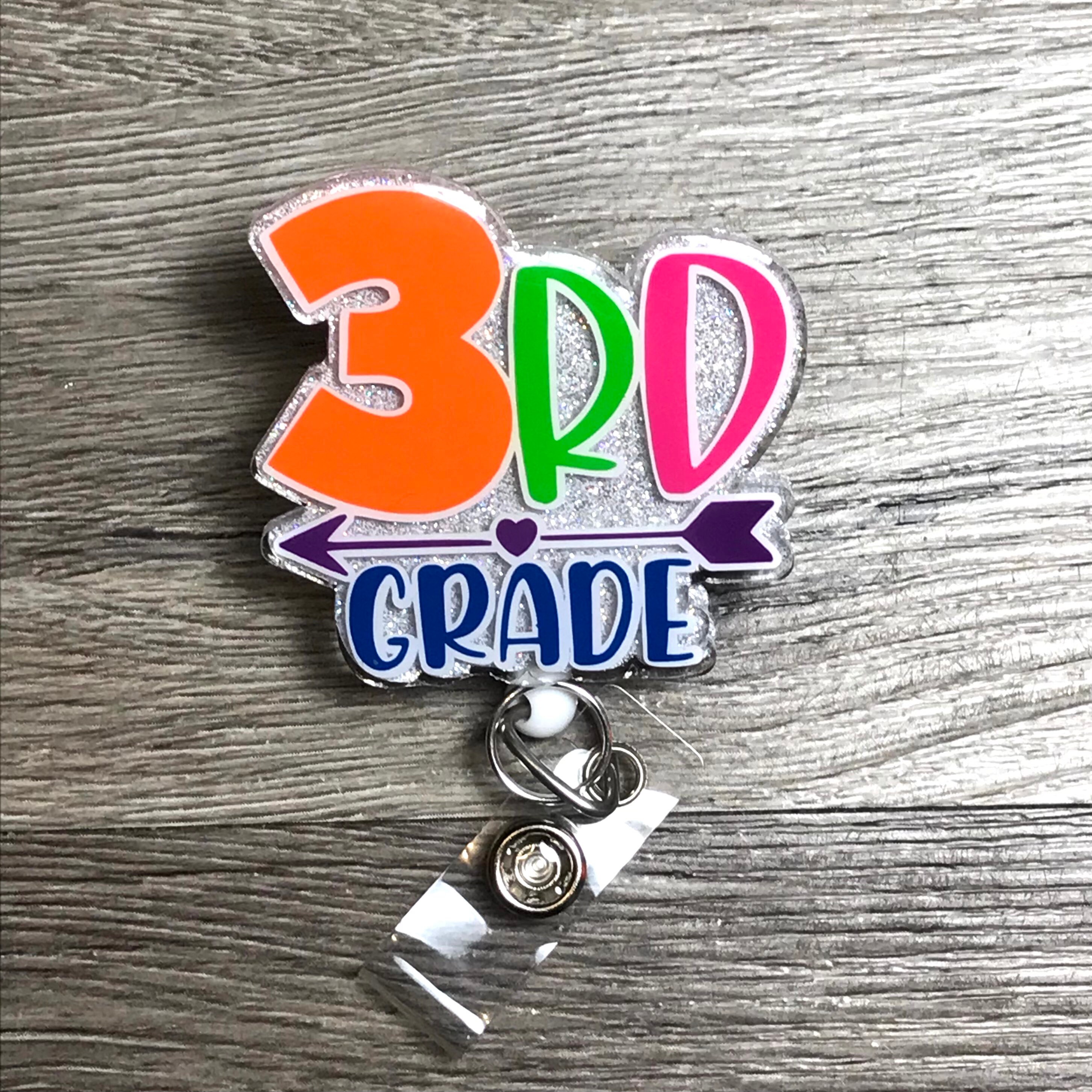 Third Grade Badge Reel 3rd Grade Badge Reel Teacher Badge - Etsy UK