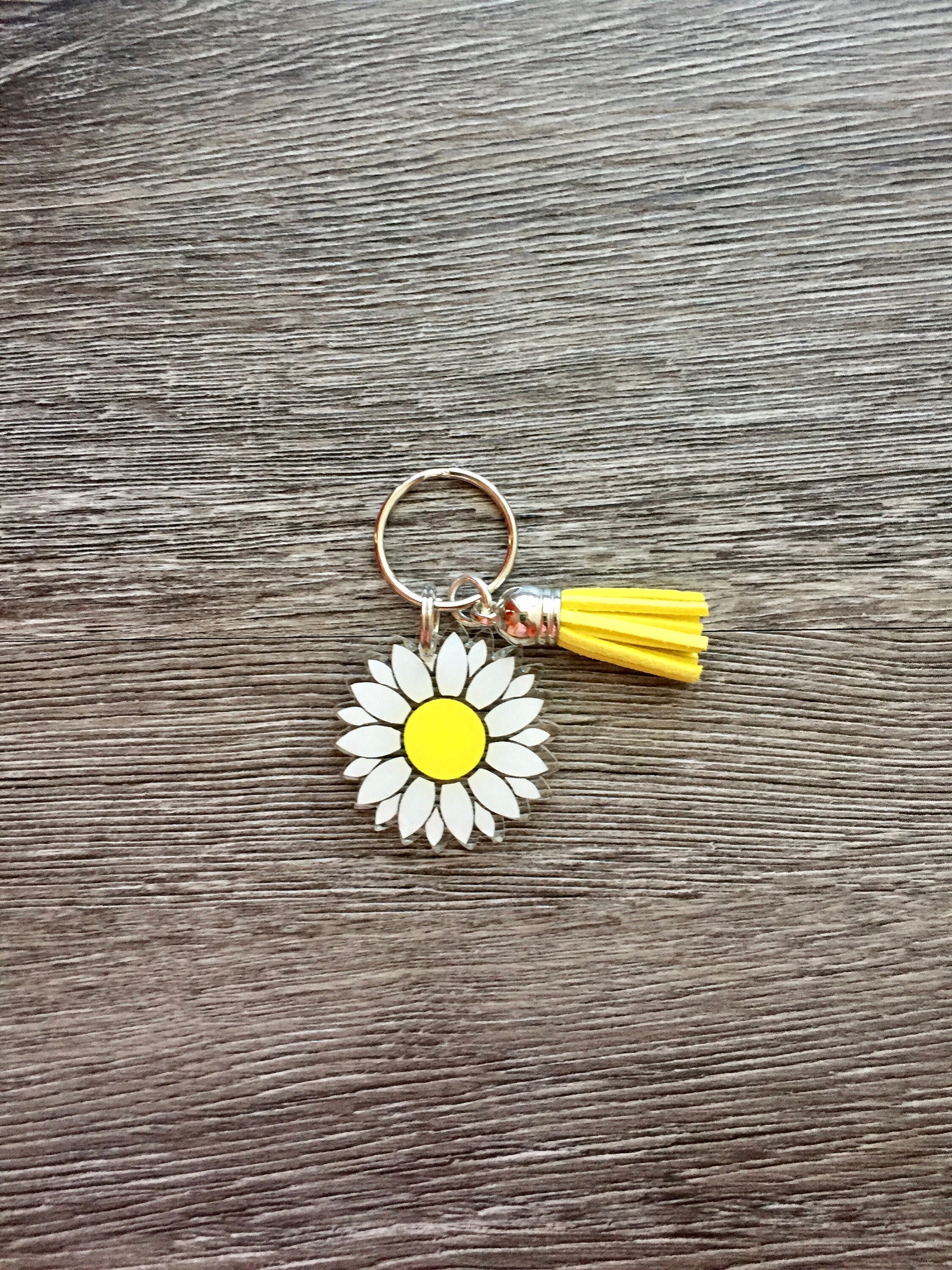Daisy Keychain Daisy Key Fob Flower Key Ring Zipper Pull - Etsy