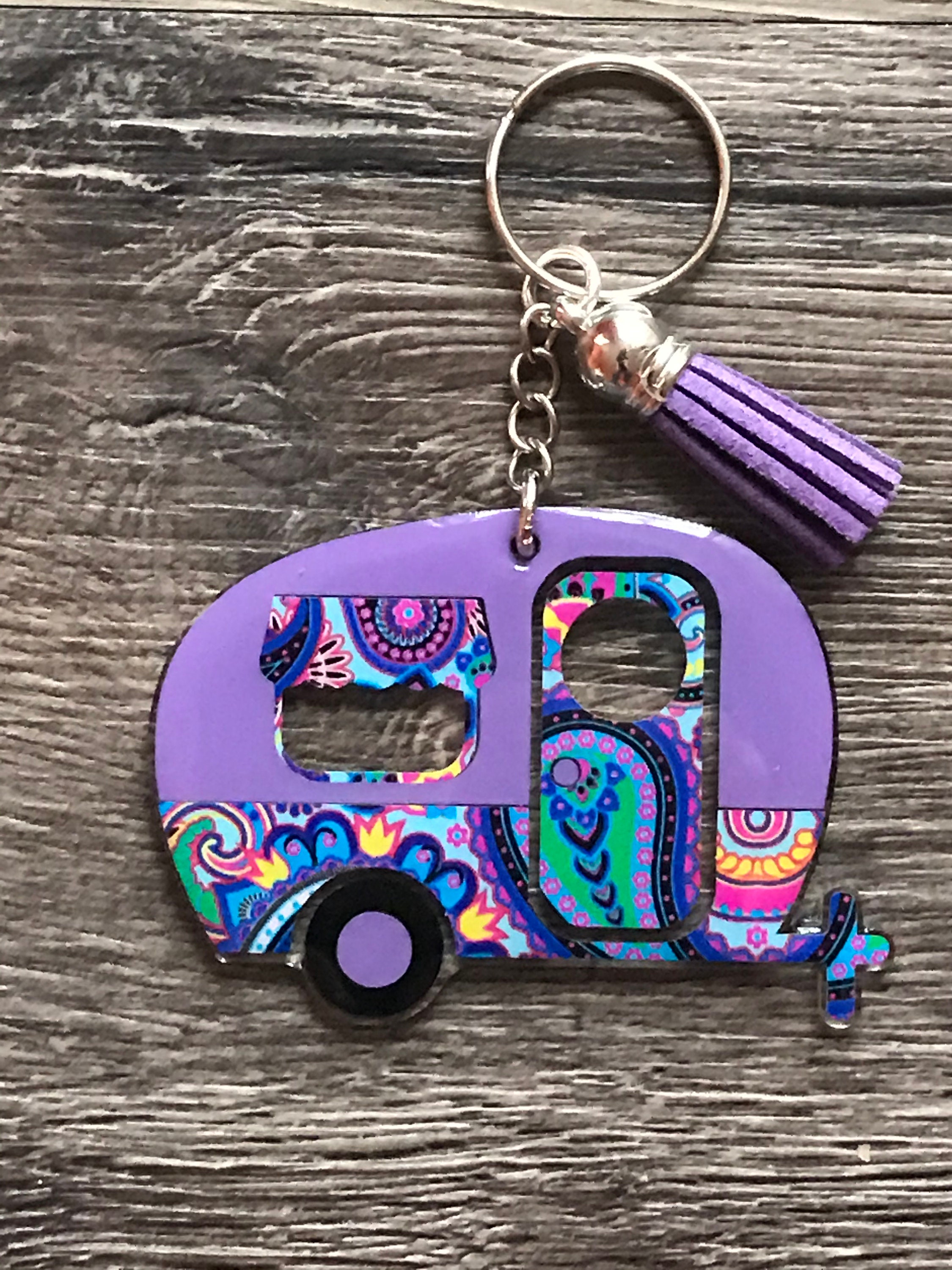 Camper Keychain Glampimg Keychain. Camper Key Fob Purple | Etsy