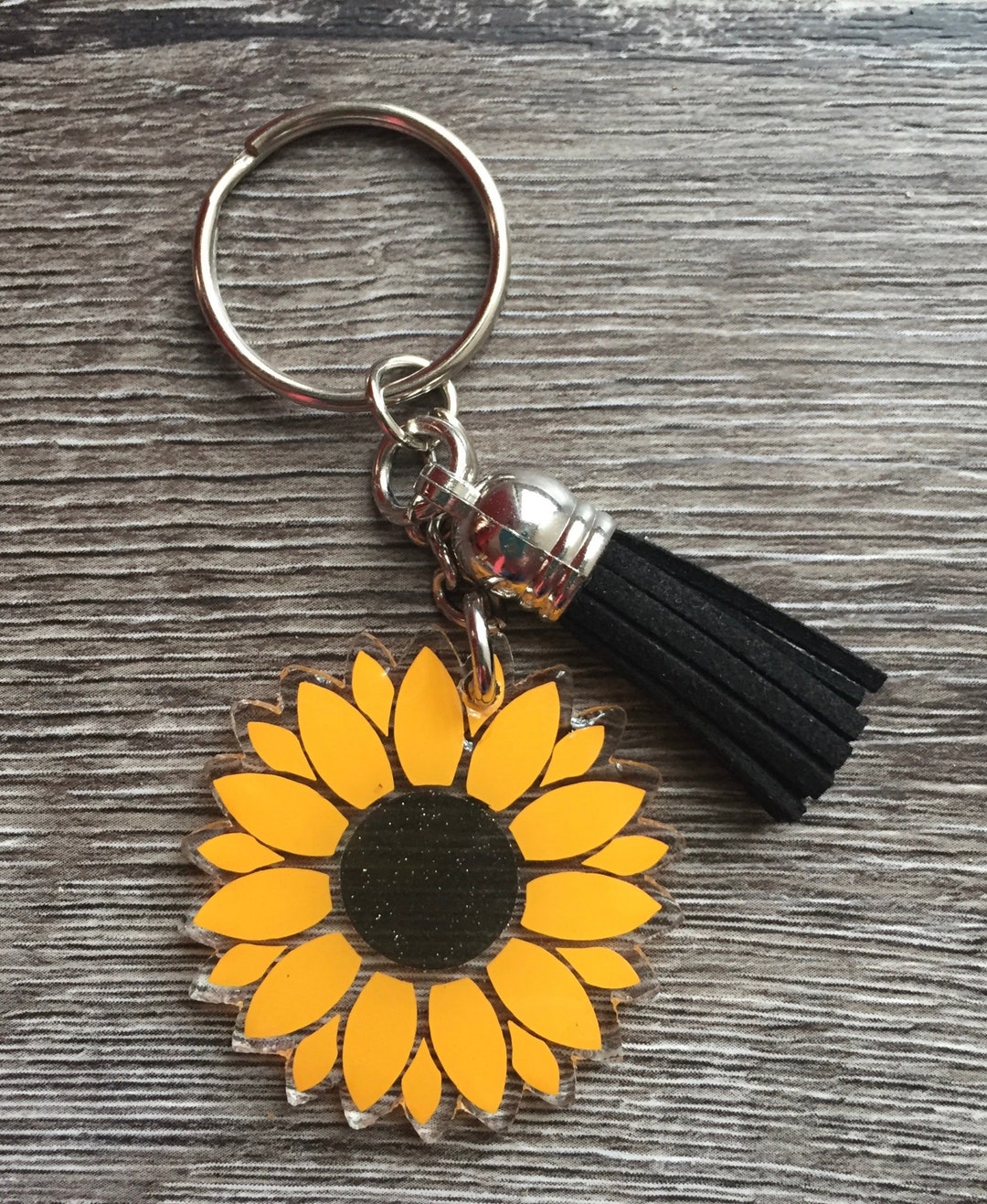 Sunflower Keychain, Sun Flower Key Fob, Backpack Tag, Teacher Gift, BFF ...