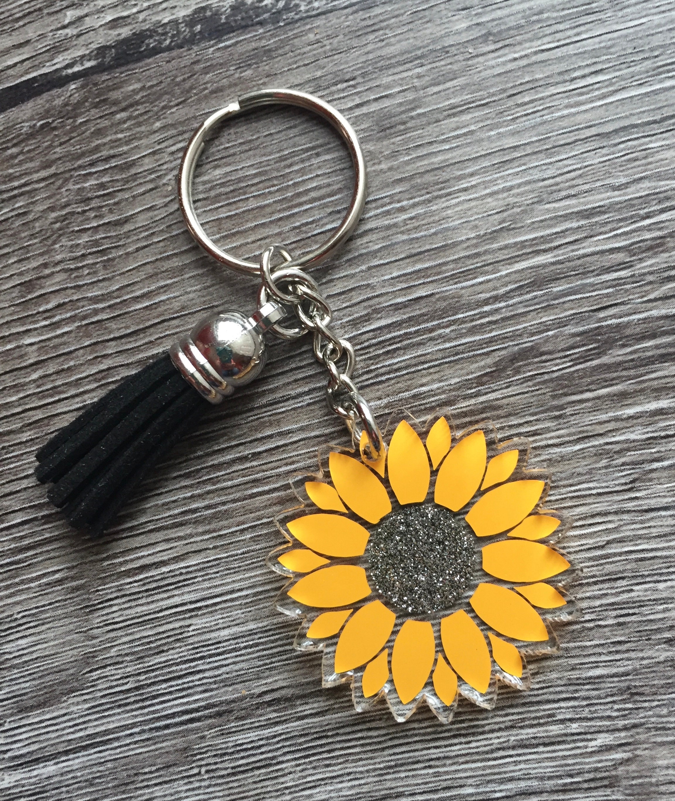 Sunflower Keychain Sun Flower Key Fob Backpack Tag Teacher | Etsy