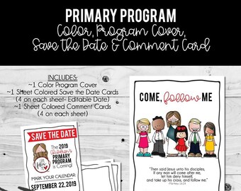 Primary Program Color Set Editable Cover, Comment Card, & Save the Date ...