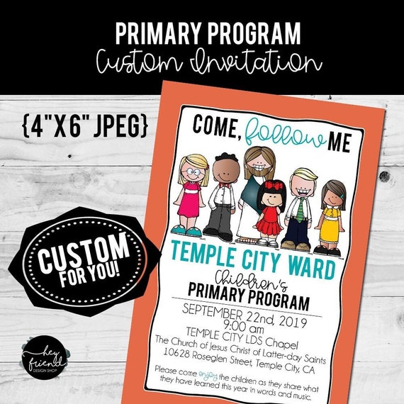Primary Program INVITATION Color 4x6orangecustomized for - Etsy