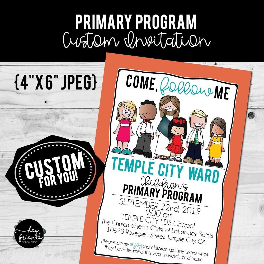 Primary Program INVITATION Color 4x6--orange--customized for You! - Etsy