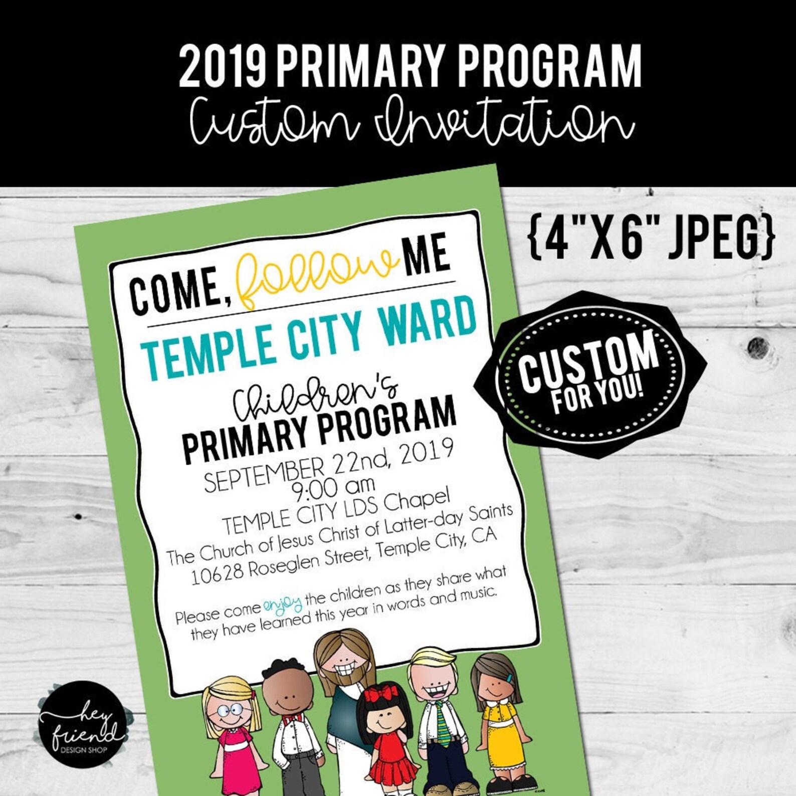 2019 Primary Program INVITATION Color 4x6GREENCUSTOMIZED | Etsy