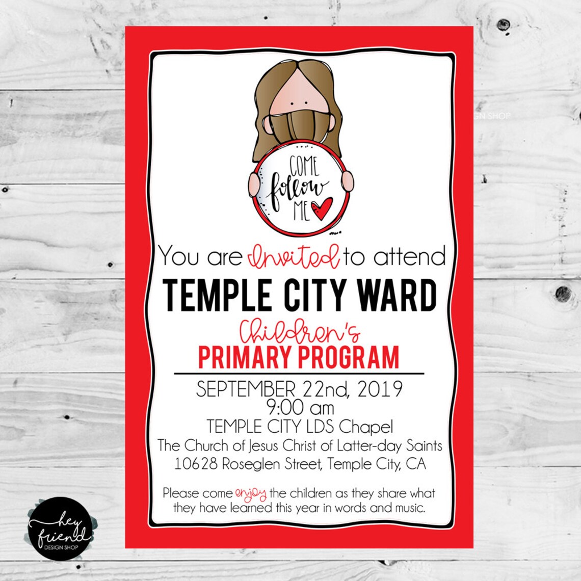 2019 Primary Program INVITATION Color 4x6RED | Etsy