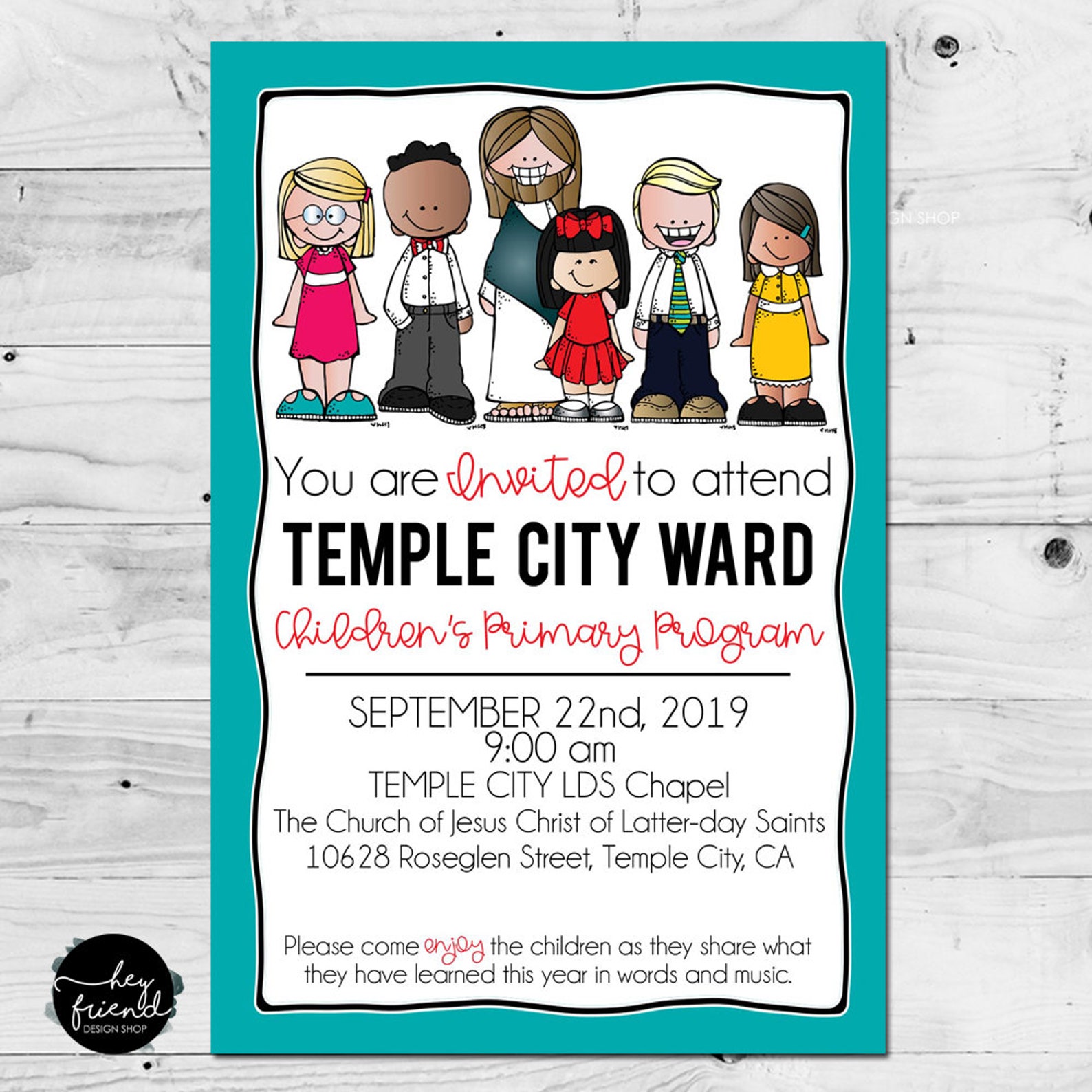 Primary Program INVITATION Color 4x6tealcustomized for You - Etsy UK