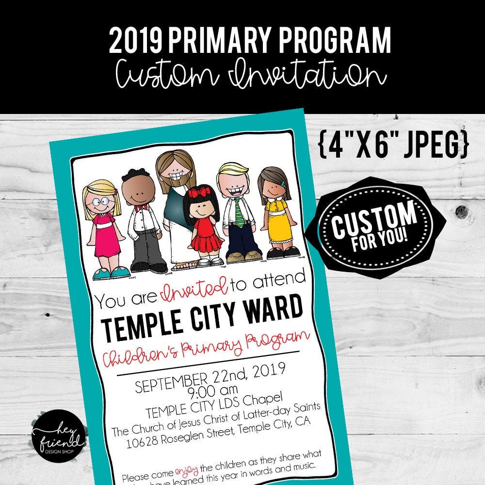 2019 Primary Program INVITATION Color 4x6TealCUSTOMIZED | Etsy