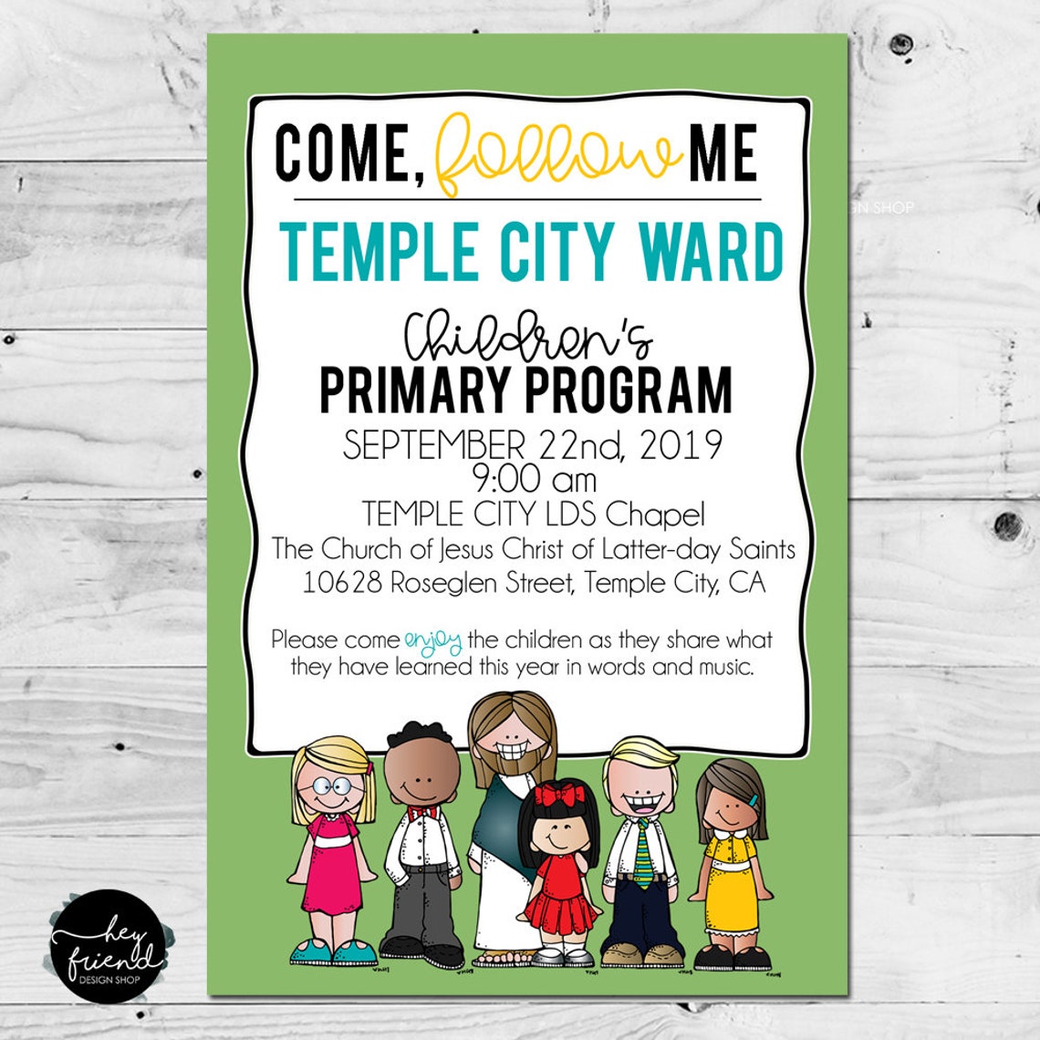 2019 Primary Program INVITATION Color 4x6GREENCUSTOMIZED | Etsy