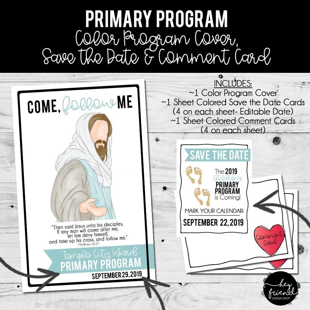 Primary Program Color Set Editable Cover, Comment Card, & Save the Date ...
