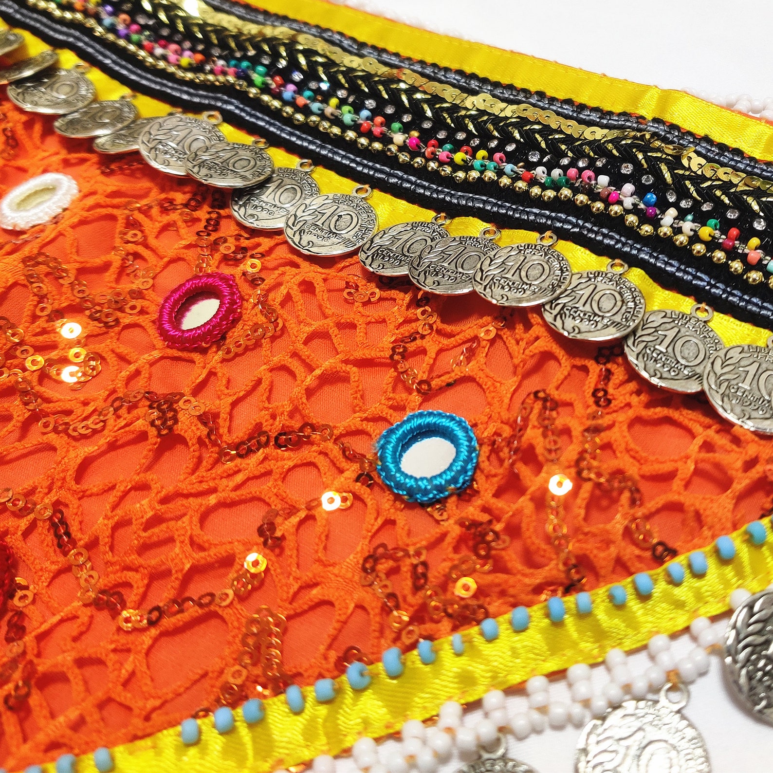 Orange Tribal Belly Dance Gypsy Belt with Bead Fringes and | Etsy