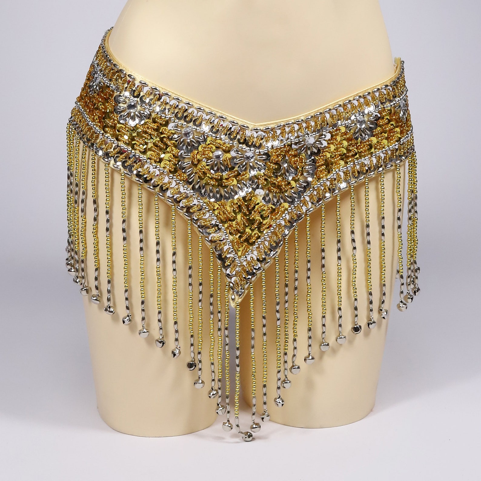 V-shaped Cabaret Belly Dance Belt With Fringes and Bells - Etsy UK