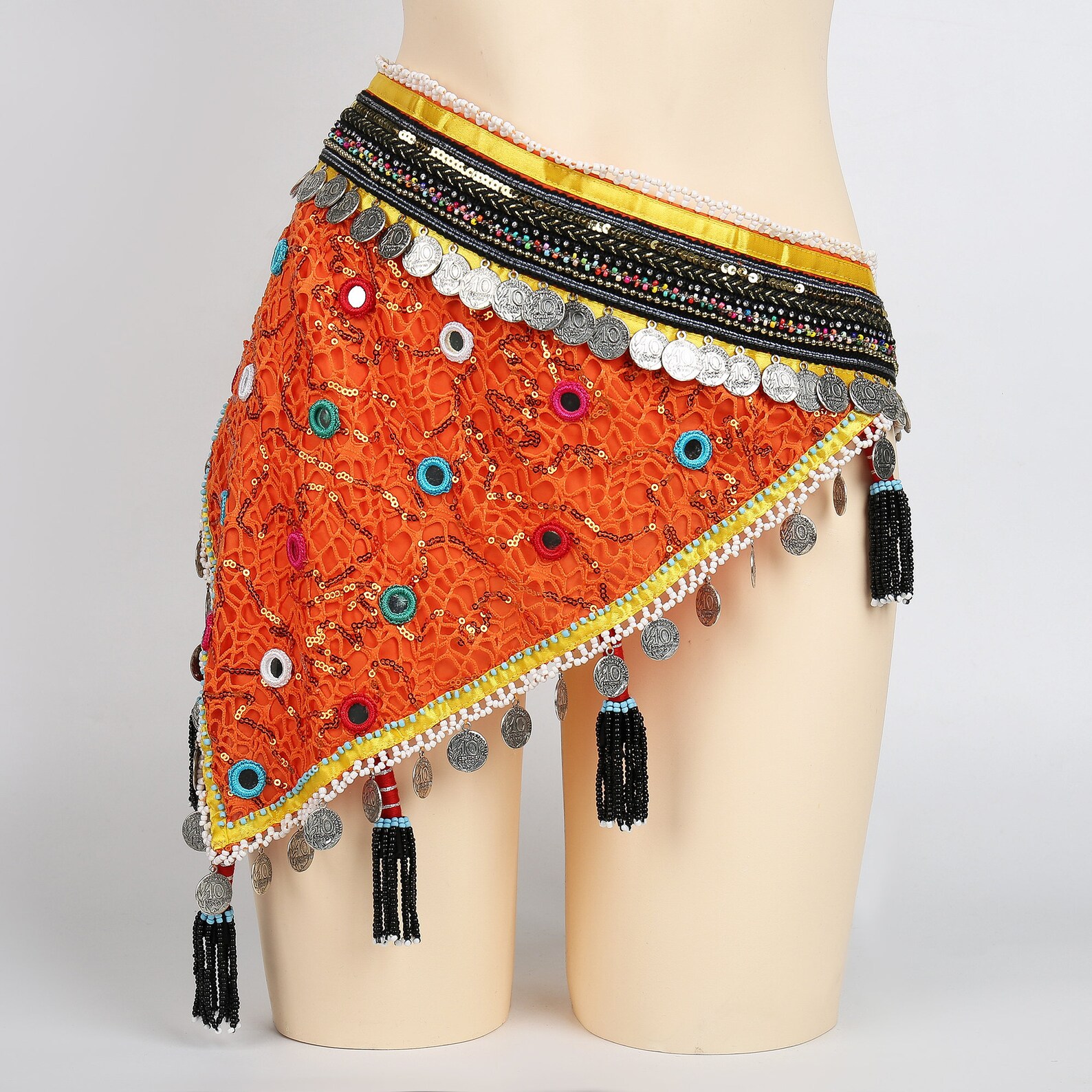 Orange Tribal Belly Dance Gypsy Belt With Bead Fringes and - Etsy