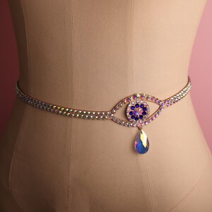 Turkey Demon Eye Iridescent Rhinestone Belly Chain Oriental Dance Belt ...