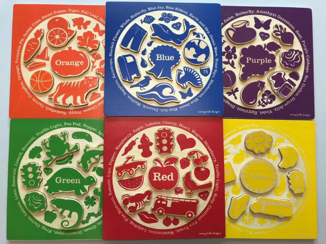 Puzzle 12x12" Educational Redbluegreenorangepurpleyellow Wooden for ...