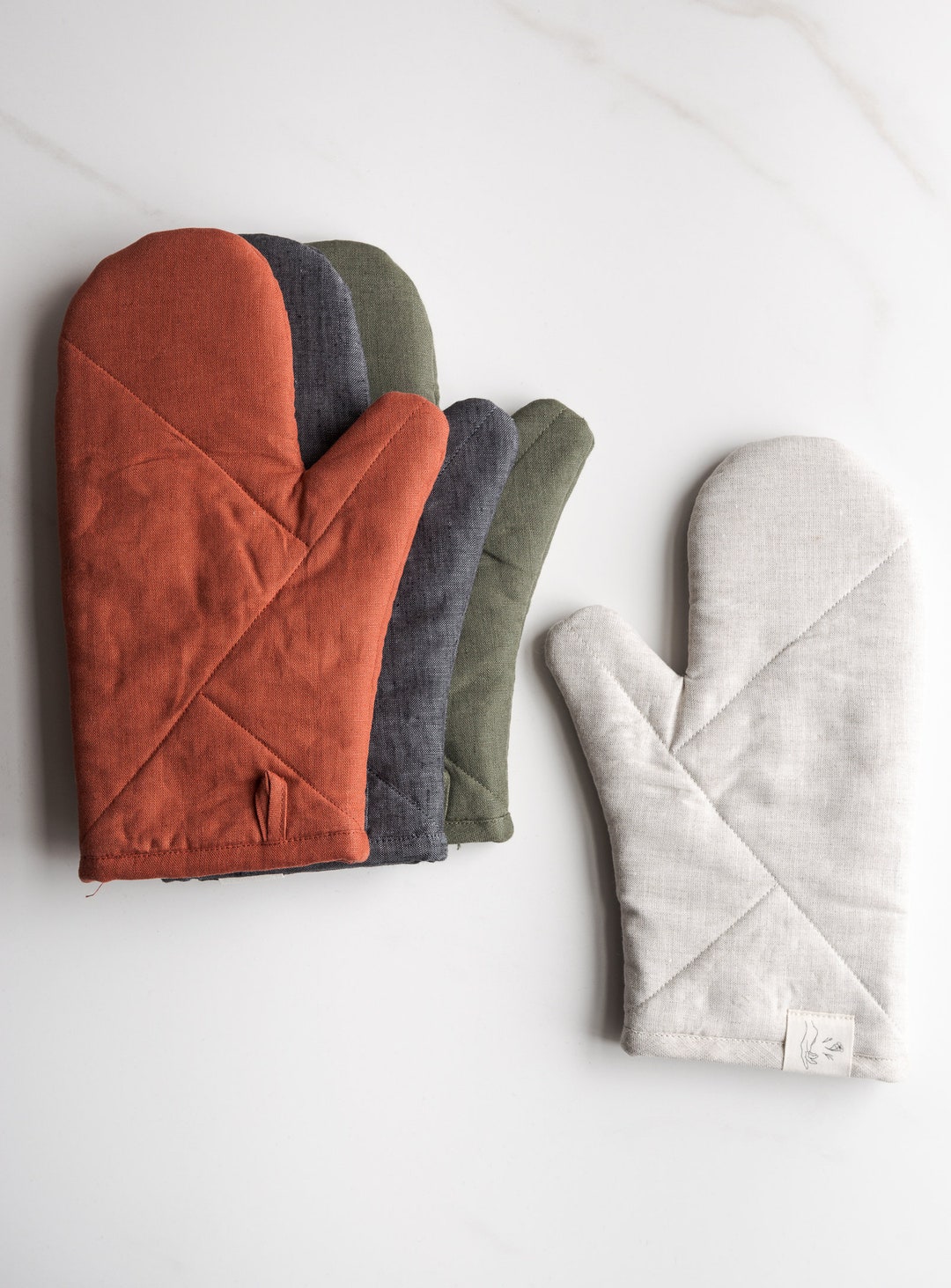 Linen Oven Mitt Natural Linen Mittens Linen Hot Pads Kitchen Glove ...