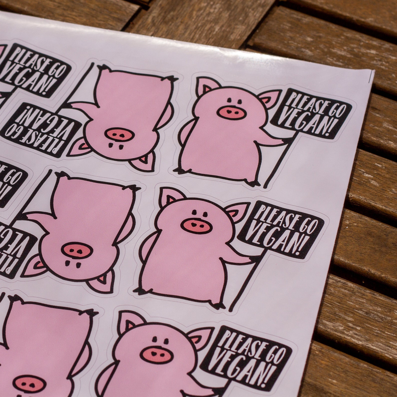 12x please Go Vegan Pig Sticker Piglet Decal | Etsy