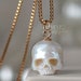 Hand Carved Pearl Skull Necklace, 14k Gold Filled or Sterling Silver - Etsy