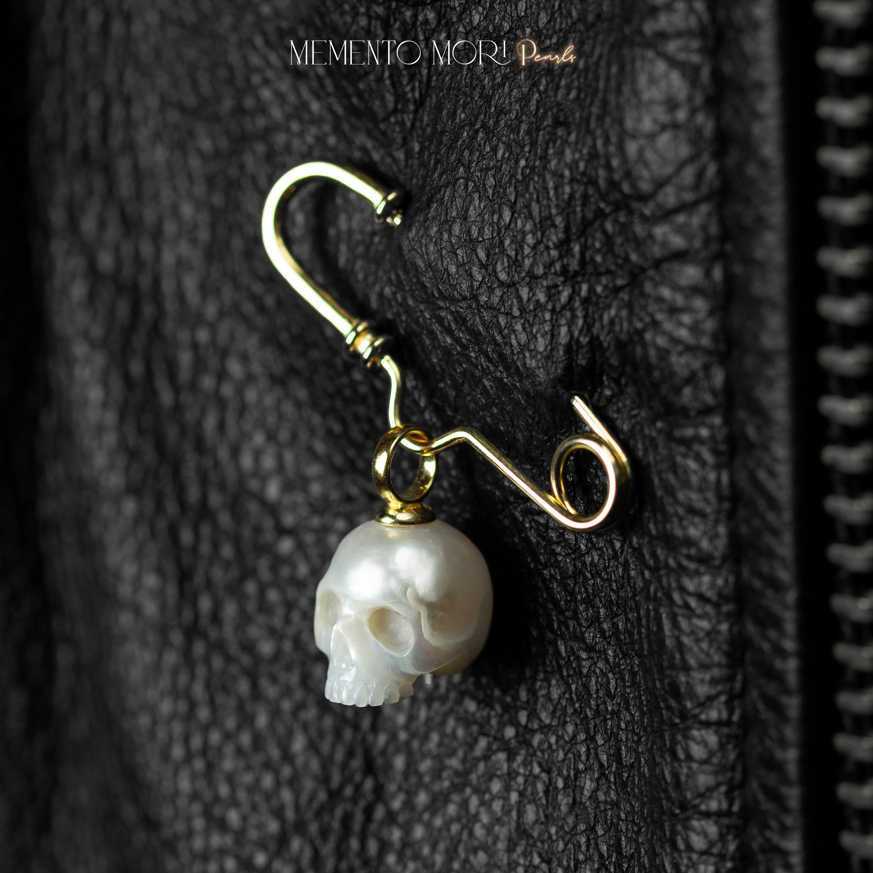 Pearl Skull Safety Pin Silver Brooch Skull Pendant Carved Pearl Pendant ...