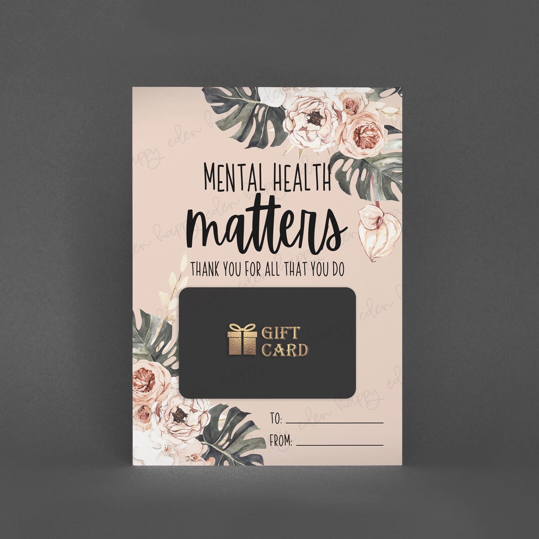 Mental Health Gift Card Holder Printable for Counselor Family Therapist ...