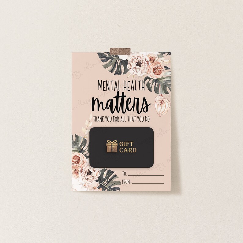 Mental Health Gift Card Holder Printable for Counselor Family Therapist ...