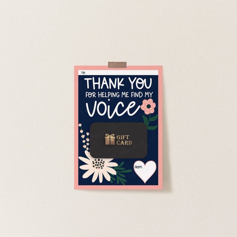 Personalized SLP Gift Card Holder Printable Thank You Card Cute Floral ...