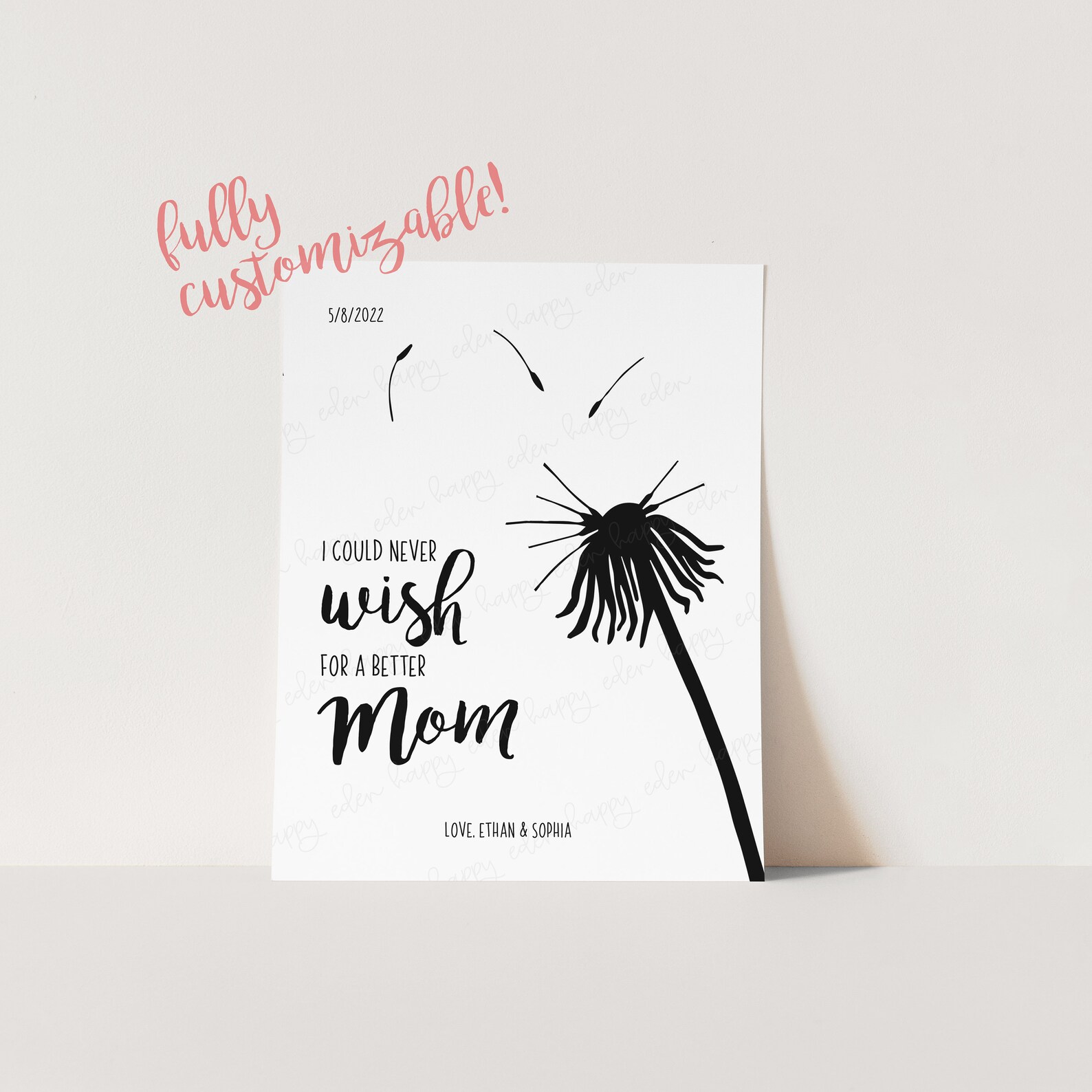 PERSONALIZED Mother's Day Gift Dandelion Printable for Mom - Etsy