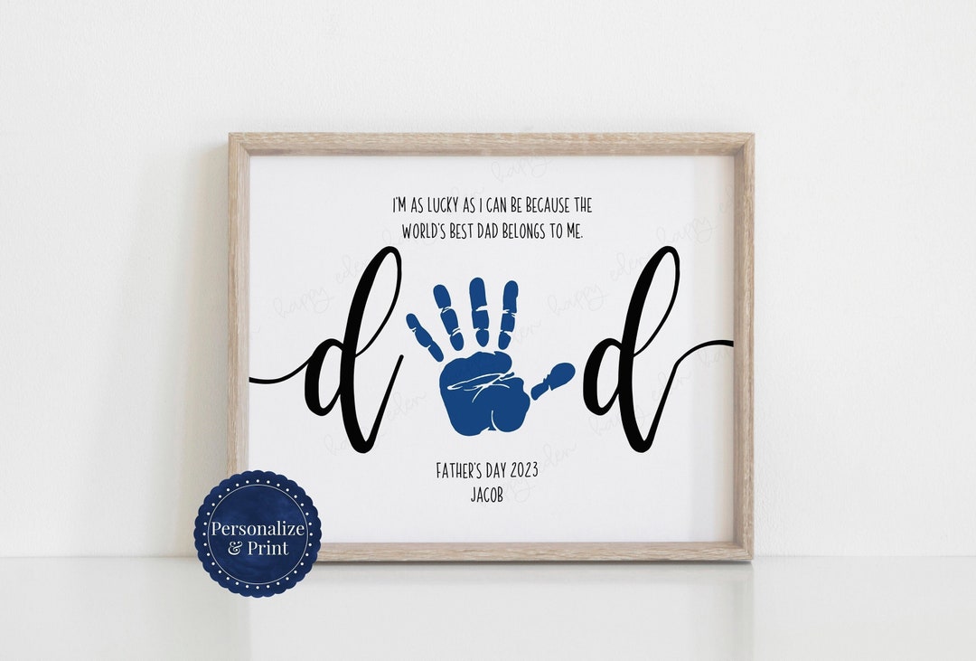 PERSONALIZED Father's Day Printable Handprint Gift for Dad Daddy DIY ...