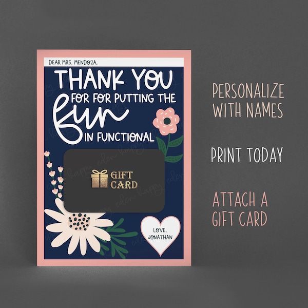 Physical Therapist Thank You Card Print Etsy
