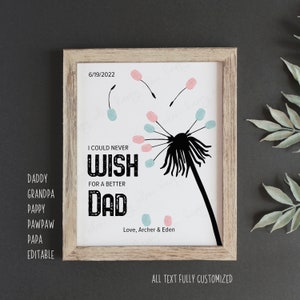 PERSONALIZED Father's Day Gift Dandelion Printable for Dad Grandpa Papa ...