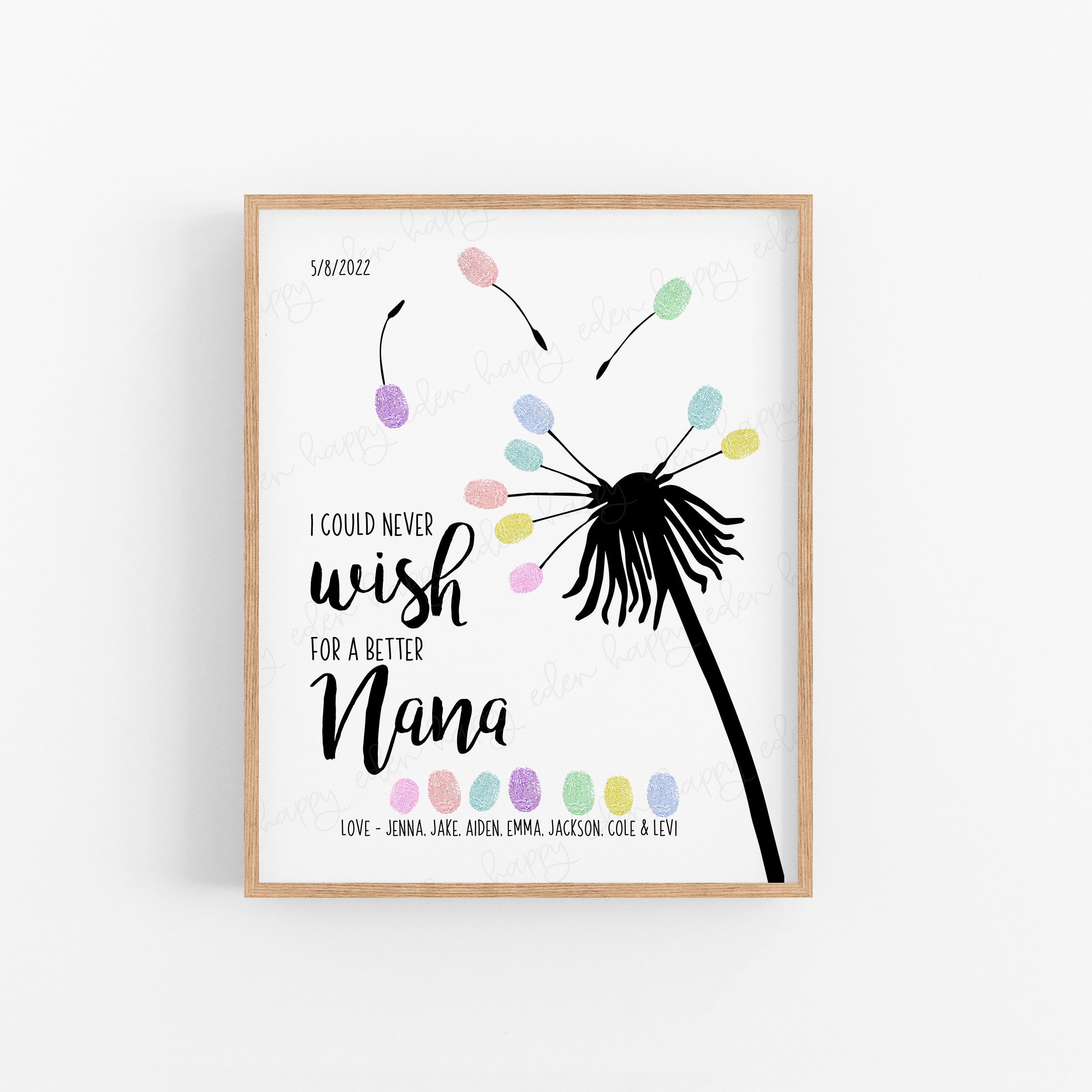 PERSONALIZED Mother's Day Gift Dandelion Printable for Mom Grandma Nana ...