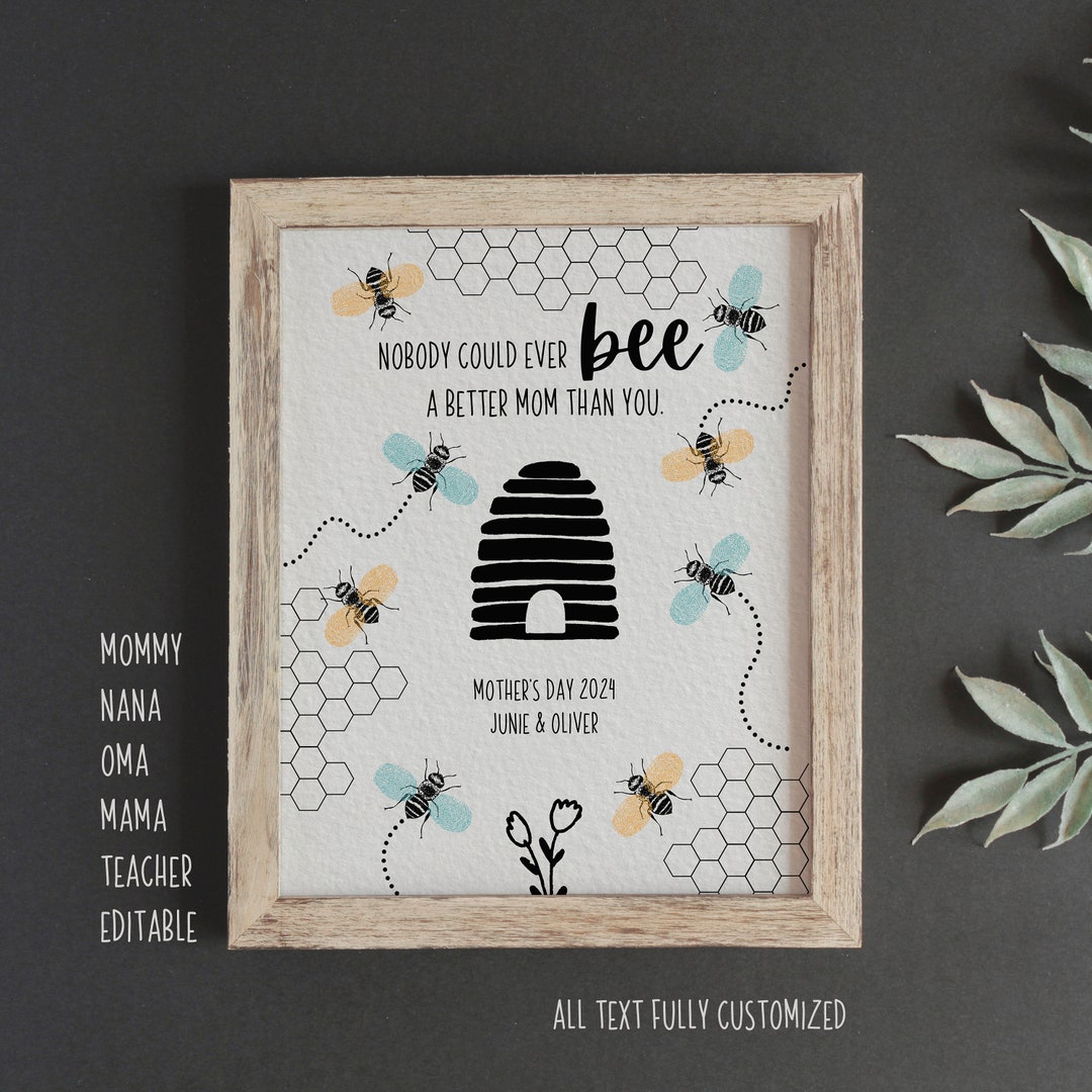 PERSONALIZED Mother's Day Gift Bee Printable for Mom Nana Grandma DIY ...