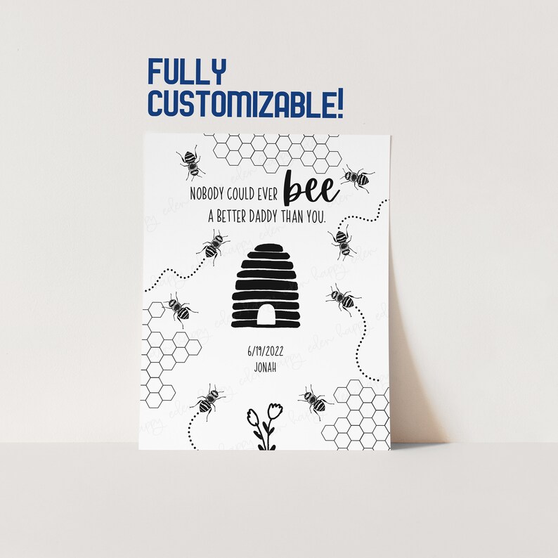 PERSONALIZED Father's Day Gift Bee Printable for Dad Grandpa Papa DIY ...