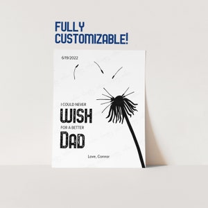 PERSONALIZED Father's Day Gift Dandelion Printable for Dad Grandpa Papa ...