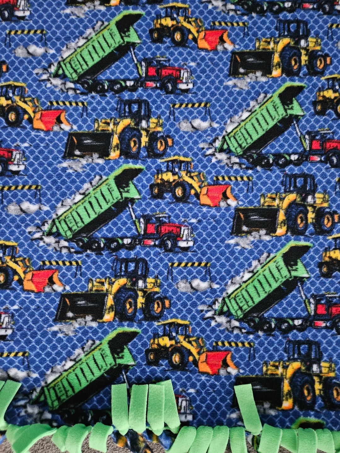 Construction Trucks No Sew Anti-pill Plush Fleece Blanket - Hand Tied ...