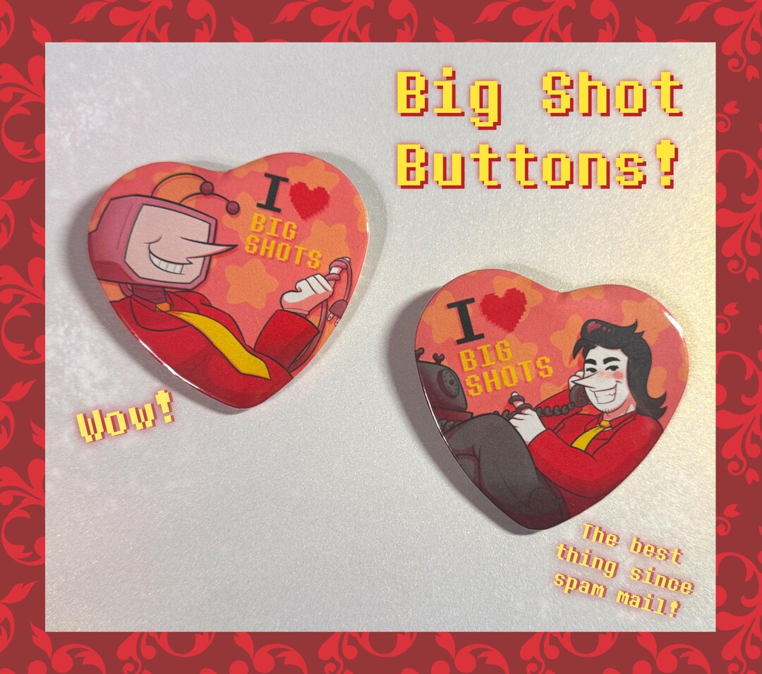 Tenna and Spamton Big Shot Heart Buttons! - Etsy