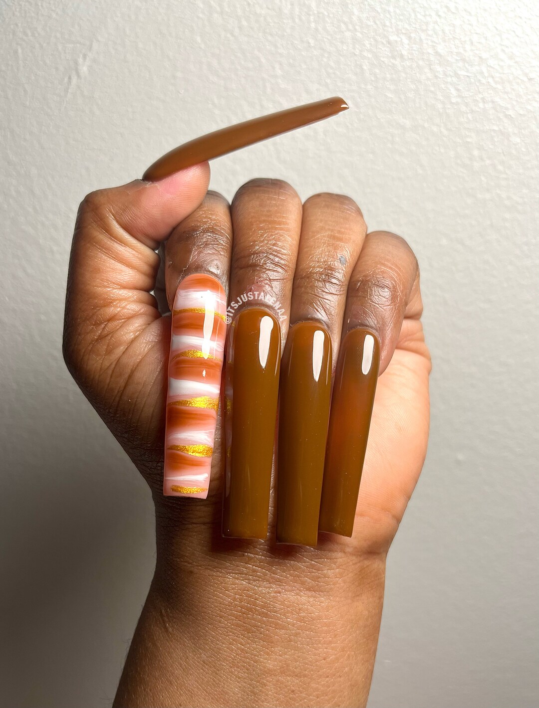 Brown 3XL Nails 3XL Square Nails Chocolate Nails - Etsy