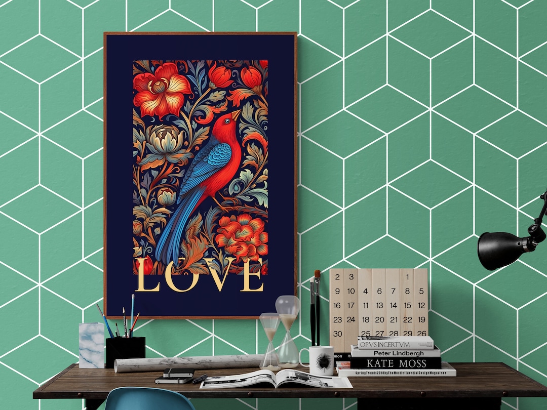 Printable Love Bird, Bedroom Wall Decor, Art Print, Love Bird, Digital ...
