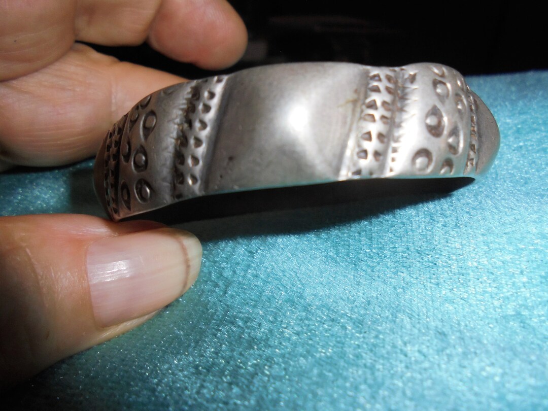 Moroccan Jewelry, Antique Worn Silver Berber Chtouka Dowry Bangle, 2 3/ ...
