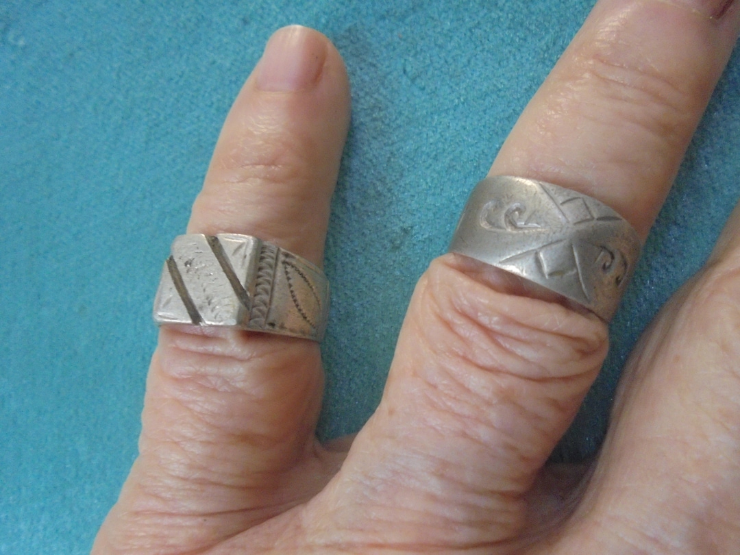 Moroccan Rings, 2 Old Worn Silver Berber, Saharan Rings, Size 7 - Etsy
