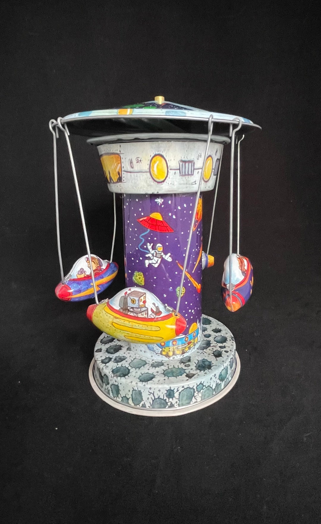 Schylling Lithograph Tin Rocket Carousel Collector Series - Etsy