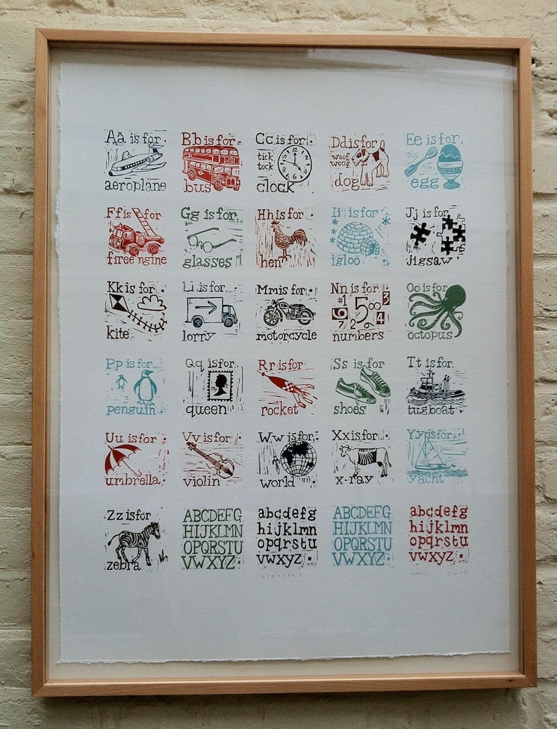 Linocut Alphabet | Etsy
