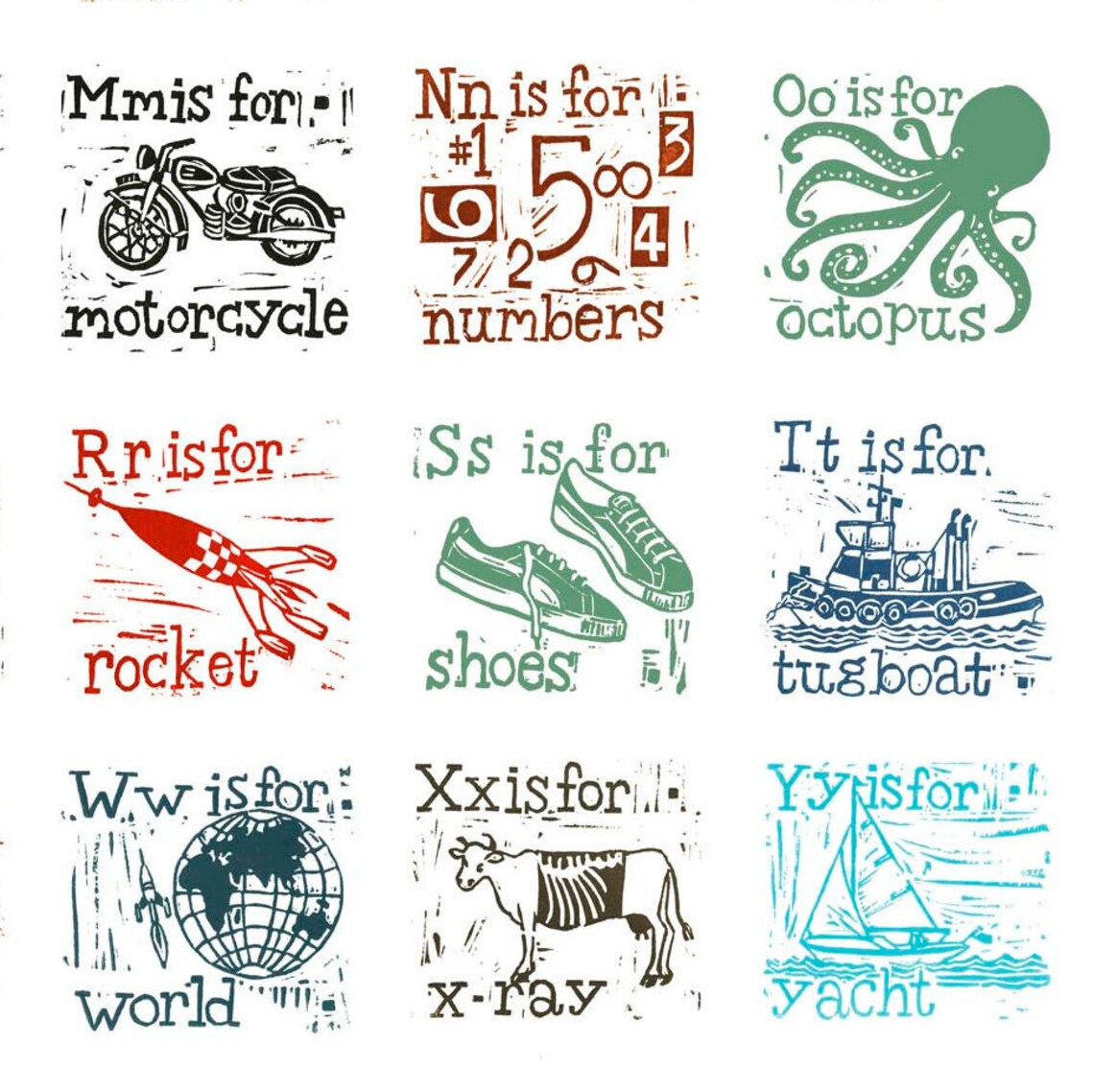 Linocut Alphabet | Etsy