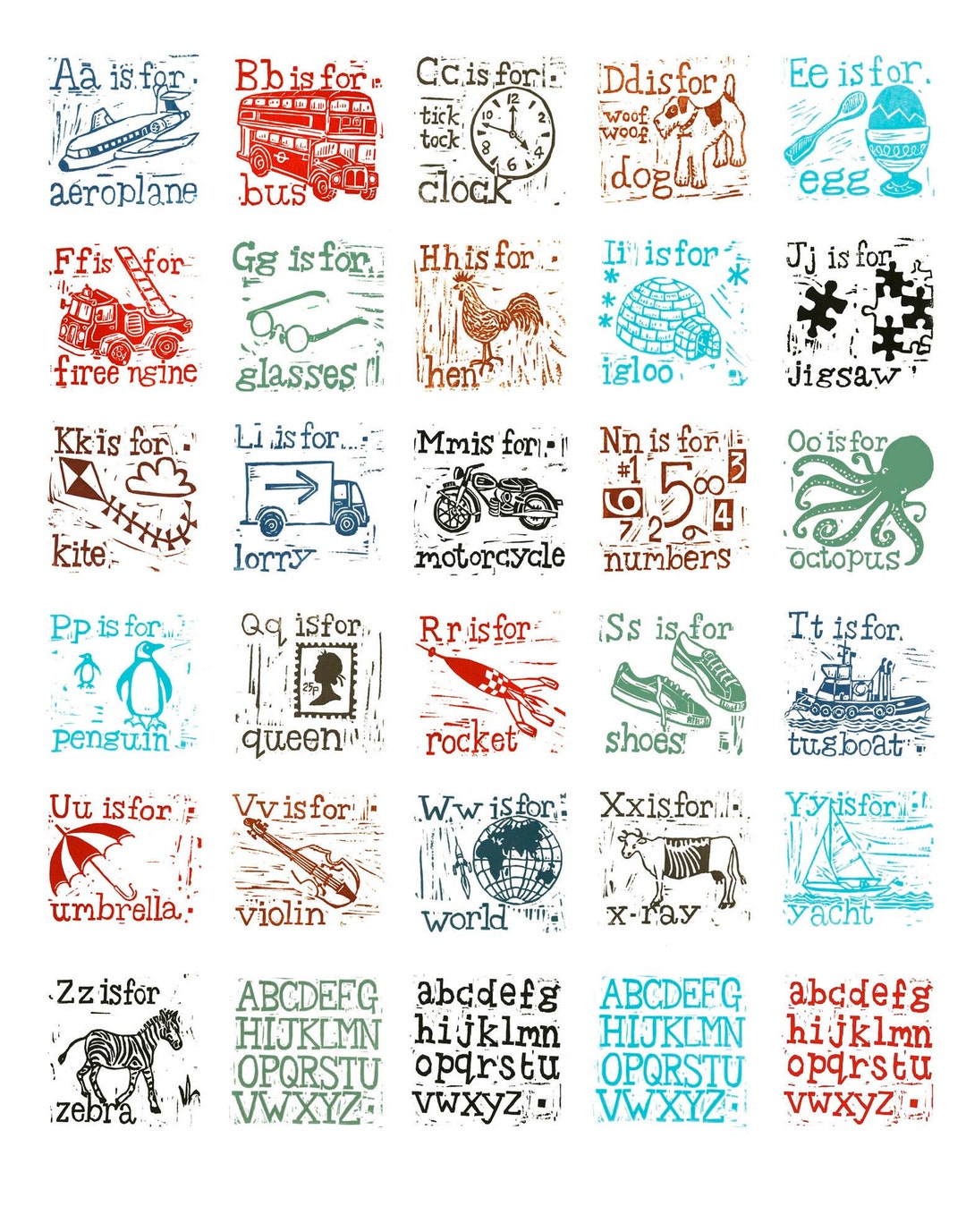 Linocut Alphabet - Etsy