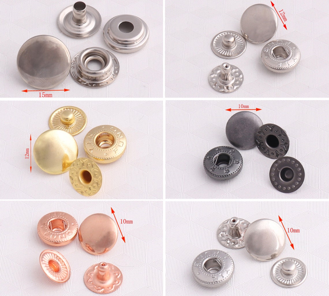 20 Sets Snap Buttonleather Closure Snap Fastenermetal Snap | Etsy