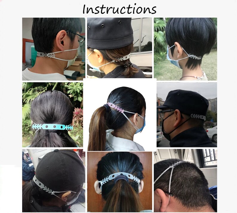 10pcs Blue/Black Silicone Adjustable Multiple HooksFace Mask | Etsy