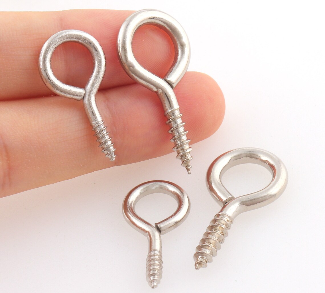 Silver Screw Eye Hook Bail Pins eye Screwscrafts - Etsy
