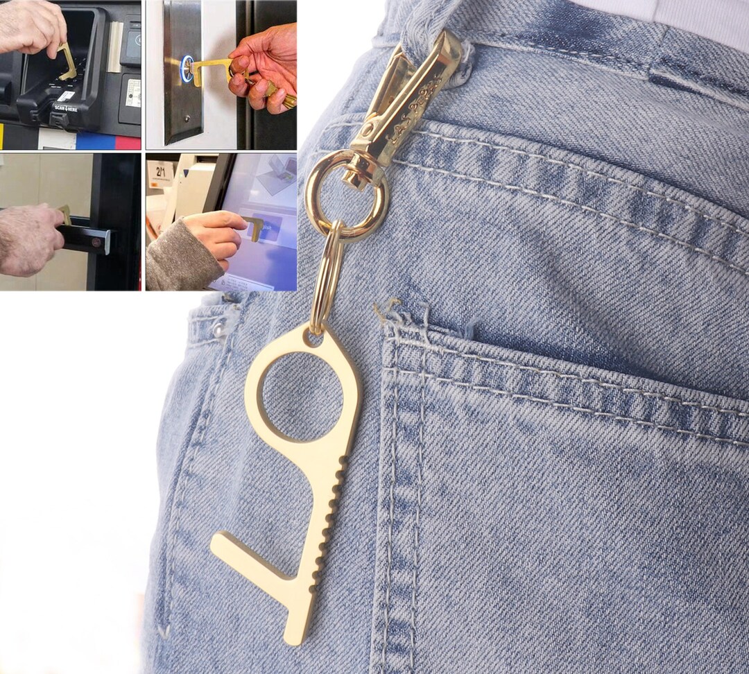 Hygenic Button Pushergold Door Opener With Keychain/lobster - Etsy