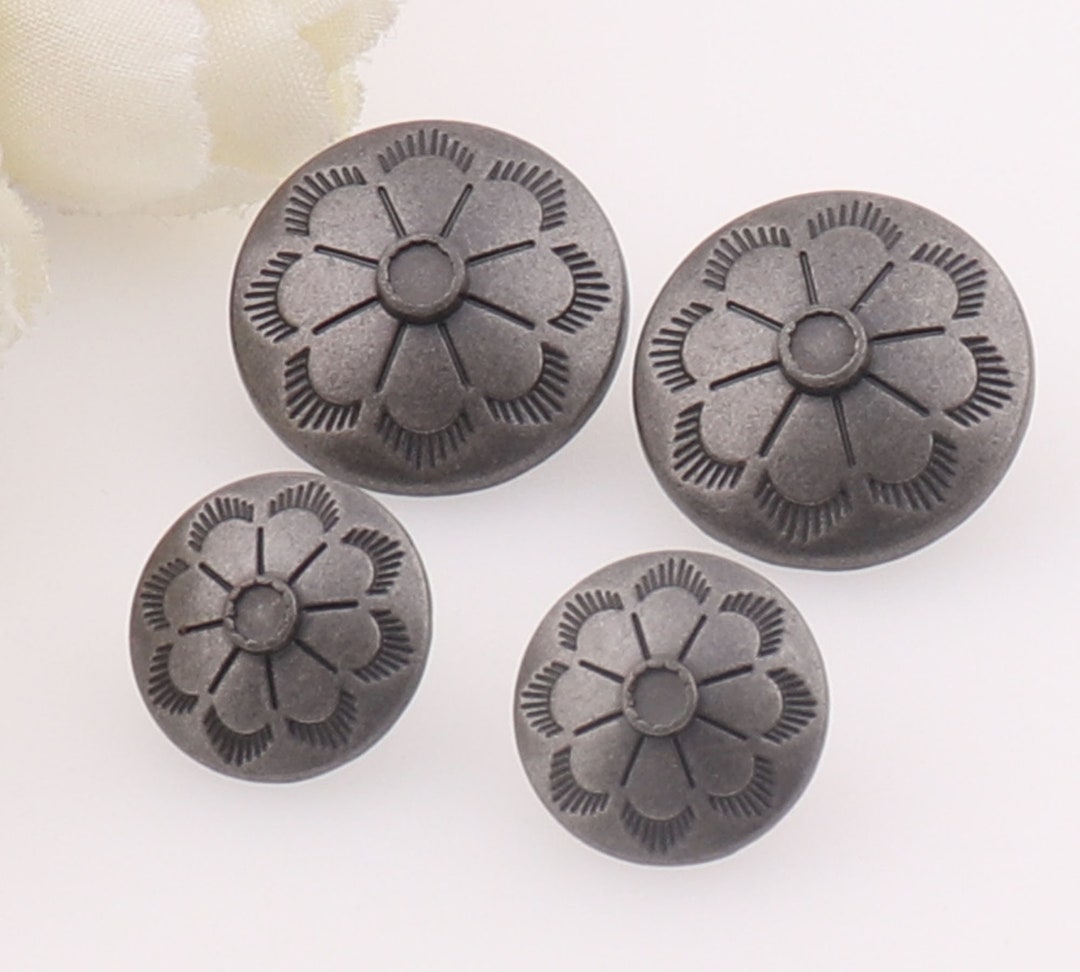 Metal Buttonsflower Buttonsgun Color Buttonsfashion - Etsy