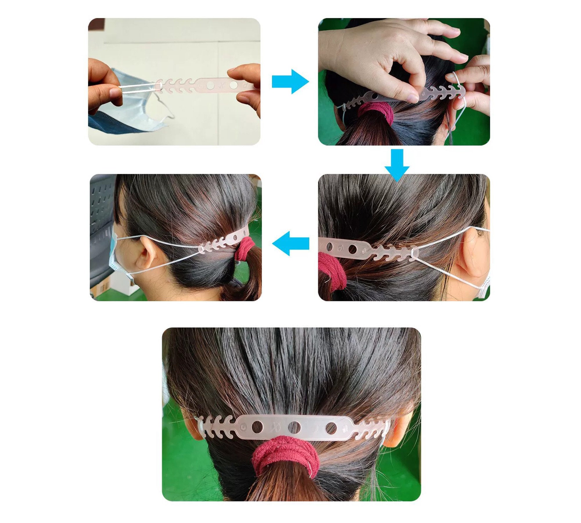 10pcs Blue/Black Silicone Adjustable Multiple HooksFace Mask | Etsy